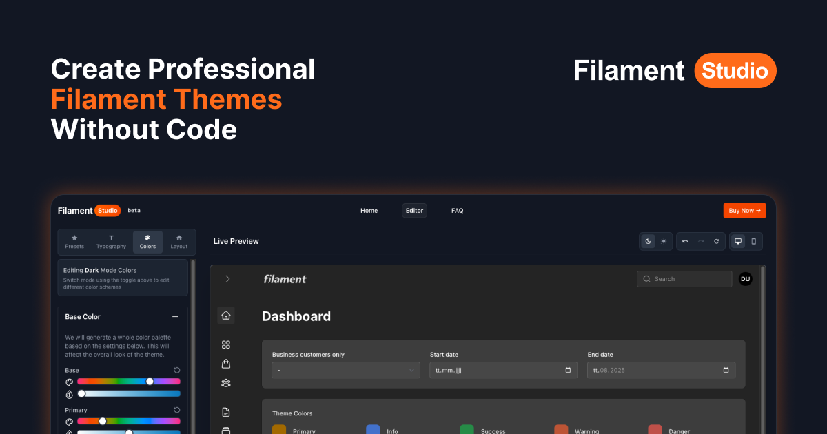 Filament Studio – First theme editor with live preview for Filament